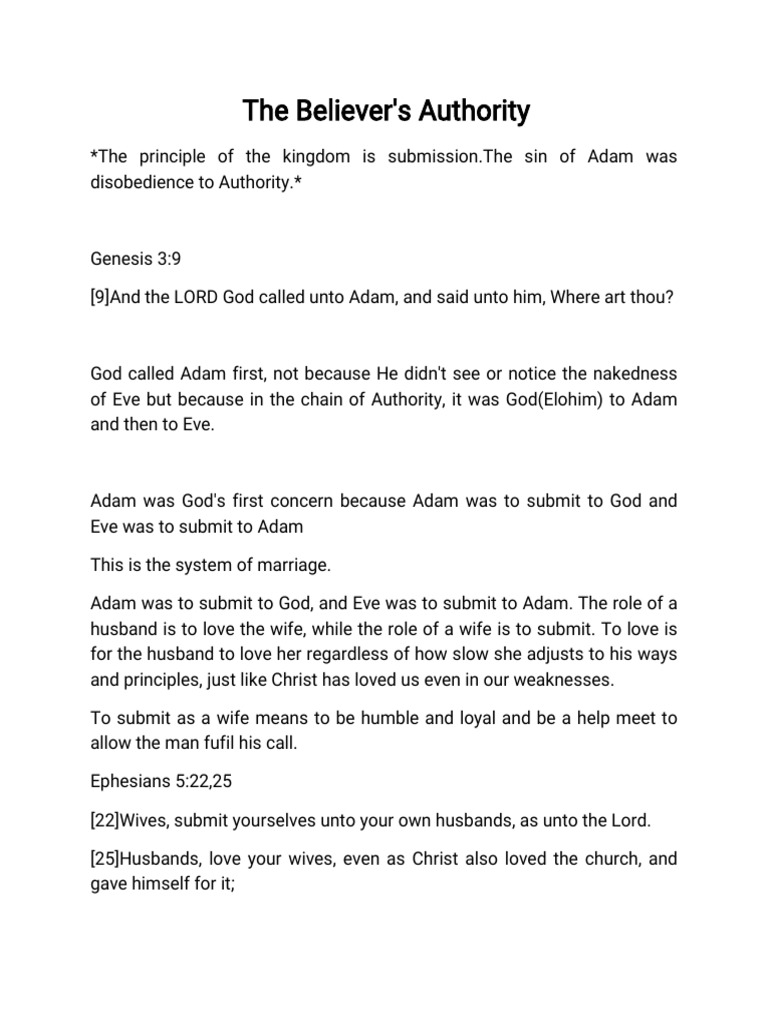The Believer's Authority | PDF