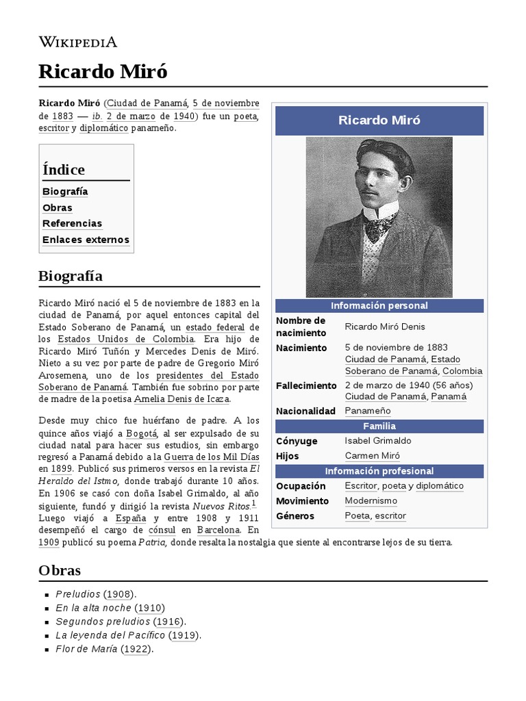 Biografía y obras de Ricardo Miró | PDF