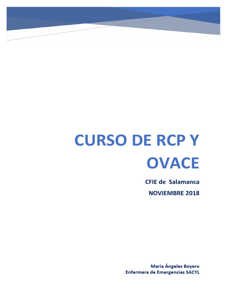 Ovace y RCP | PDF | Reanimación cardiopulmonar | Paro cardíaco