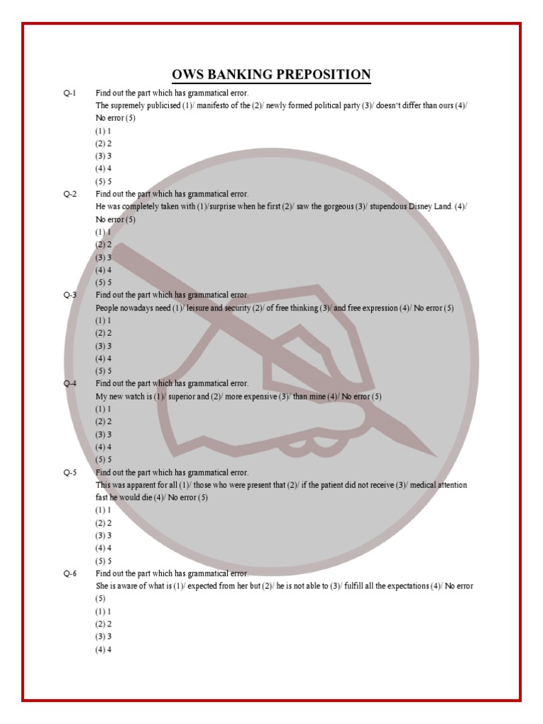 Ows Banking Preposition | PDF