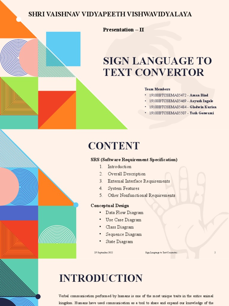 Sign Language Translator Presentation - II | PDF | Computer Vision ...