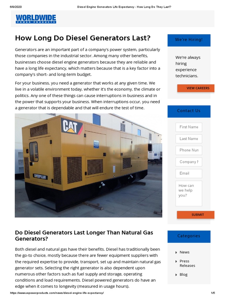 Diesel Generator Life Expectancy Explained | PDF | Diesel Engine ...