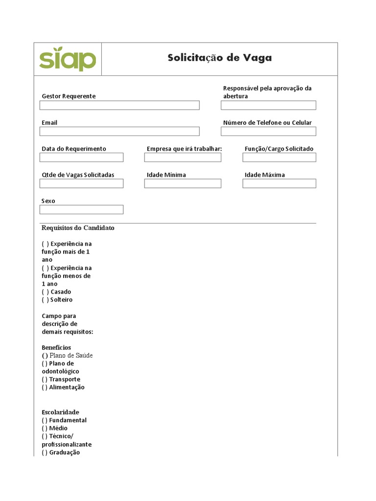 Solicitação de Vaga | PDF