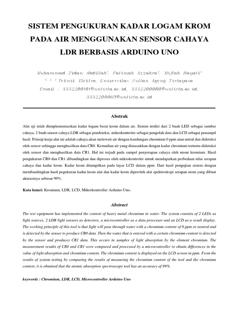 Tugas Besar - Sistem Pengukuran Kadar Logam Krom Pada Air Dengan ...