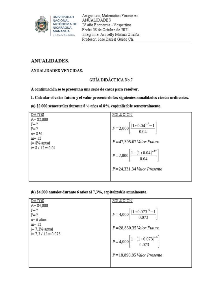ANUALIDADES | PDF | Matemáticas | Finanzas Matemáticas