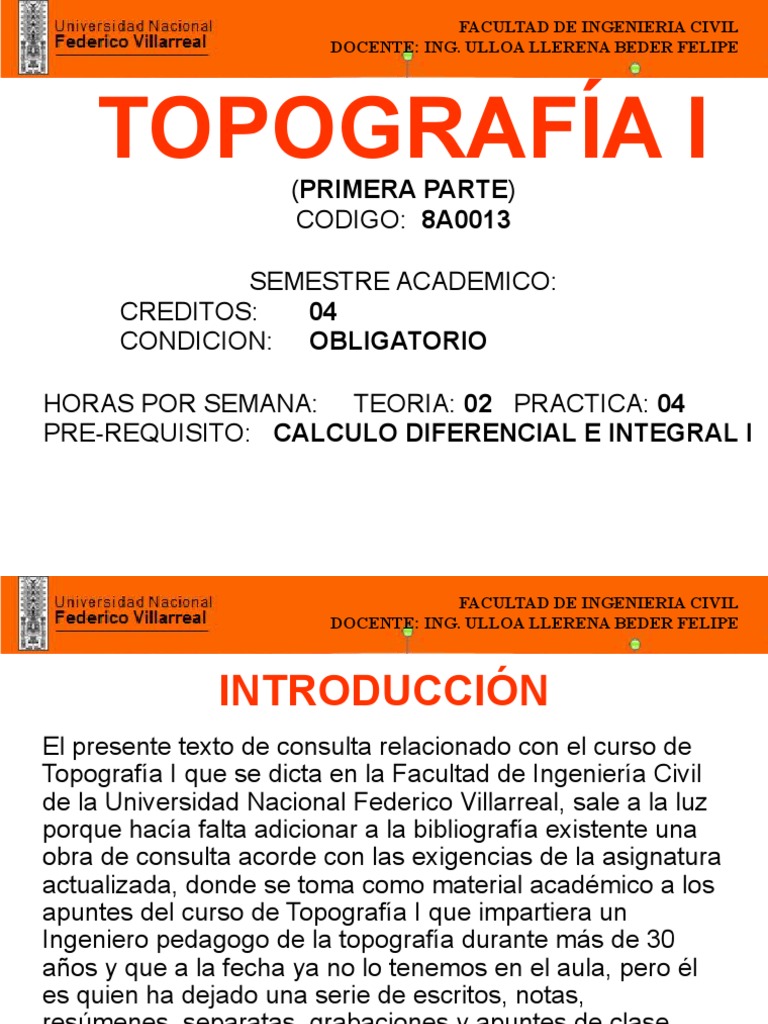 Introduccion Topog I | PDF | Topografía | Geodesia