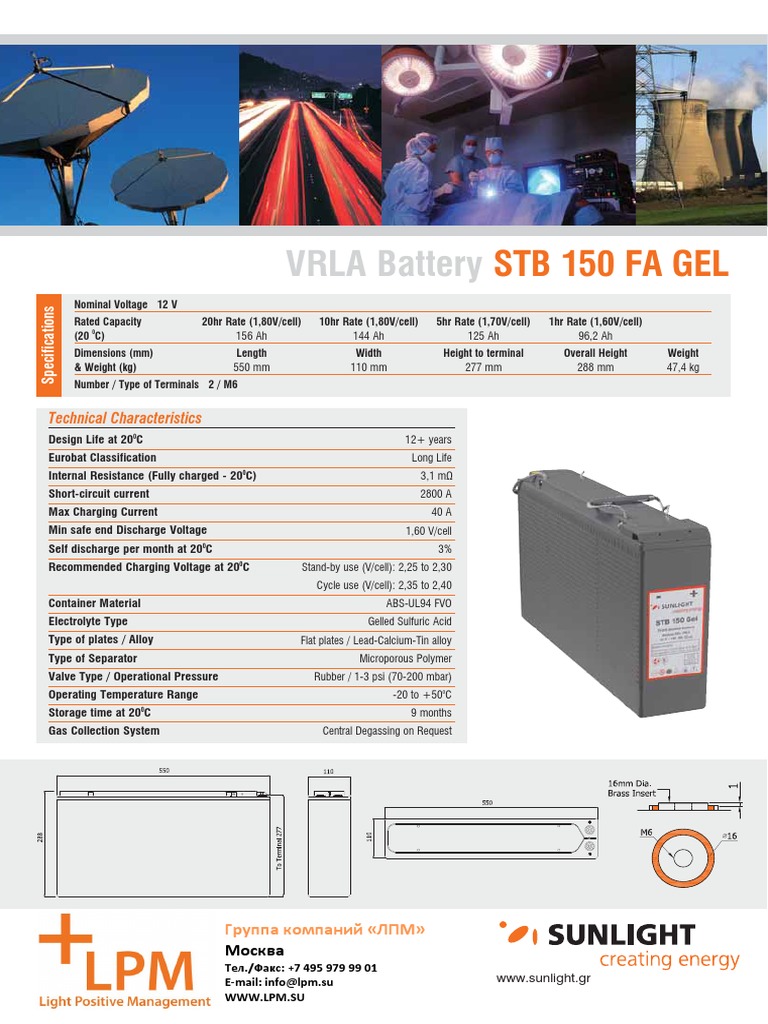 Sunlight STB 150 FA GEL | PDF | Energy Storage | Physical Sciences