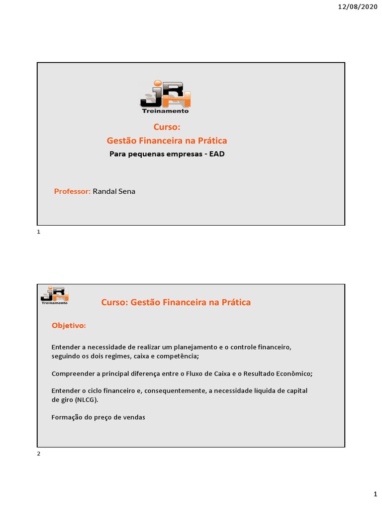Apostila PDF Curso Gestao Financeira Na Pratica | PDF | Fluxo de caixa | Business