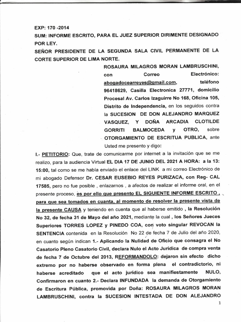 Informe Esc. Otorg - Esc.Púb. | PDF | Documentos legales | Derecho contractual