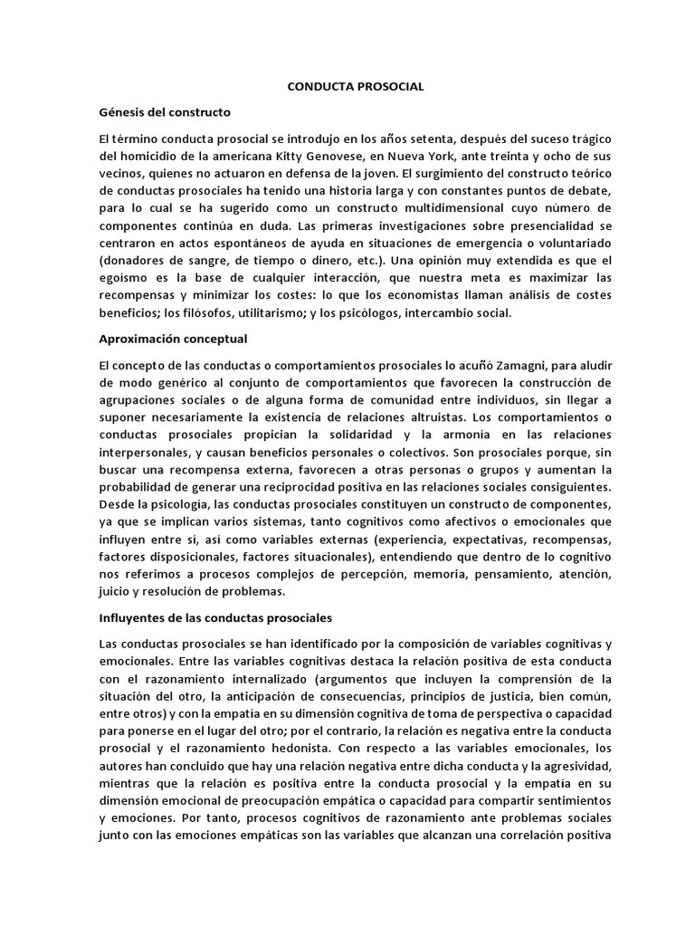 Conducta Prosocial | PDF | Altruismo | Comportamiento