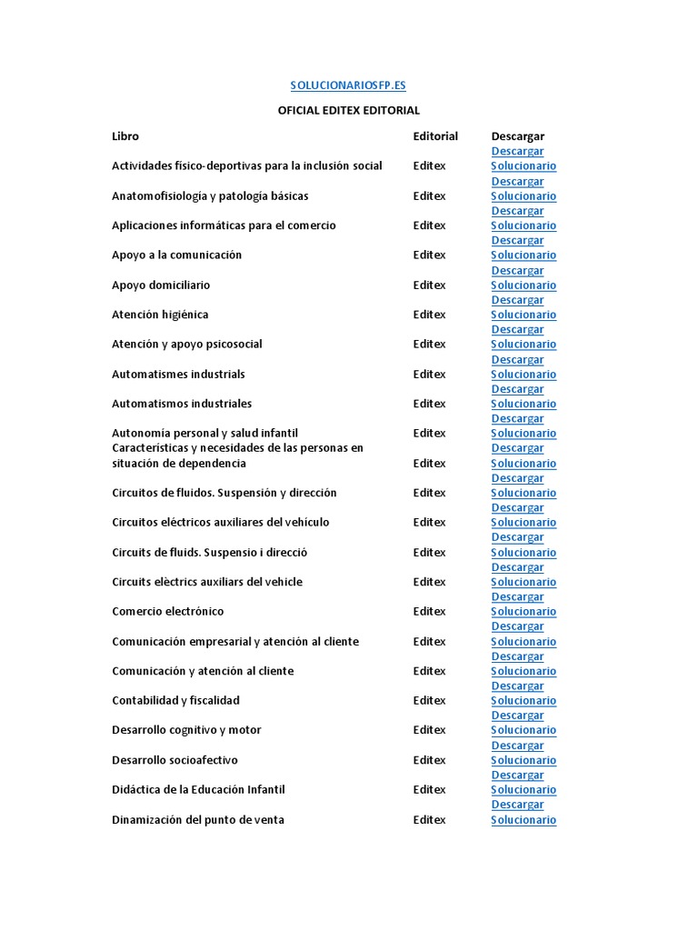 Oficial Editex Editorial Libro Editorial Descargar | Descargar gratis ...