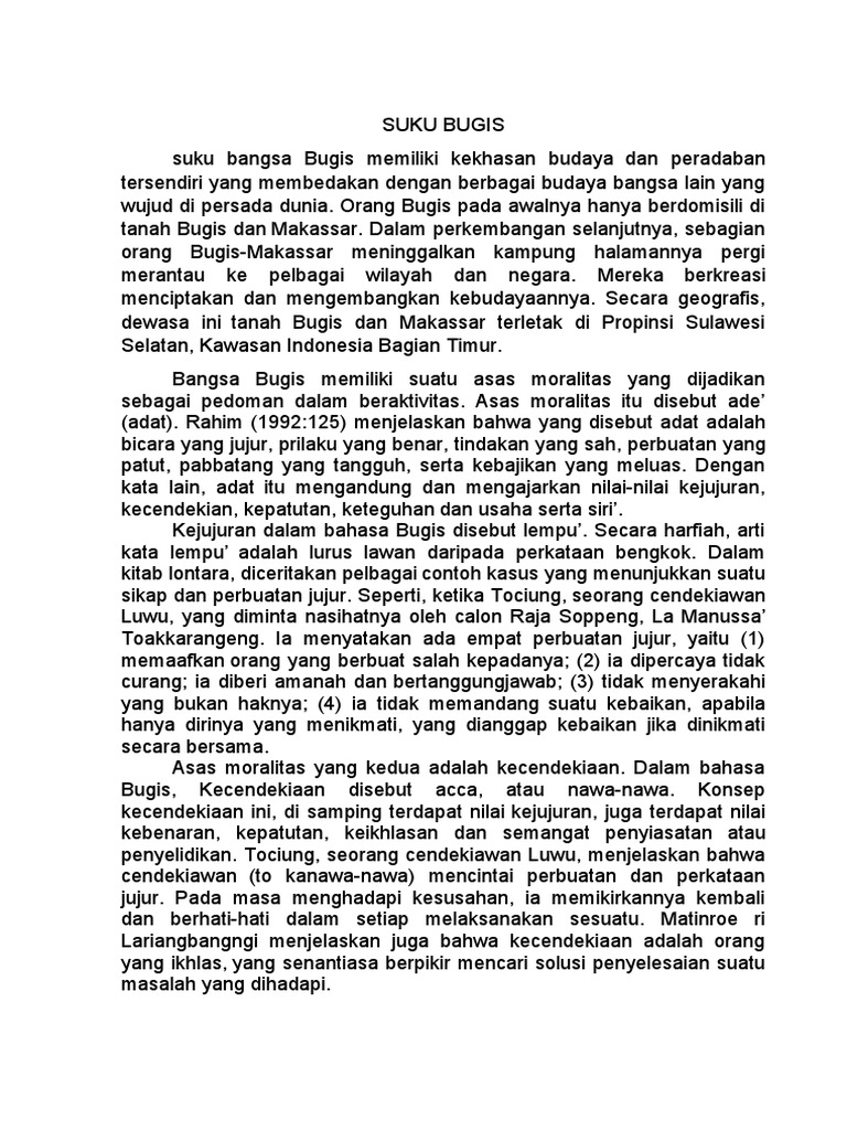 Materi Suku Bugis | PDF | Filsafat