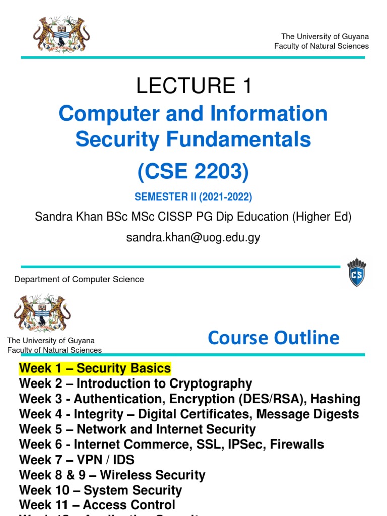CSE2203 - Lecture 1 - Introduction To Information Security | PDF | Vulnerability (Computing ...