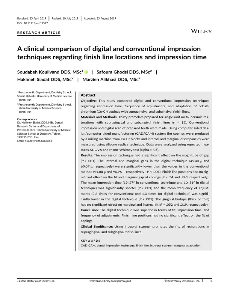 Clinical Comparisson of Conventional and Digital Impression | PDF | Periodontology | Mouth