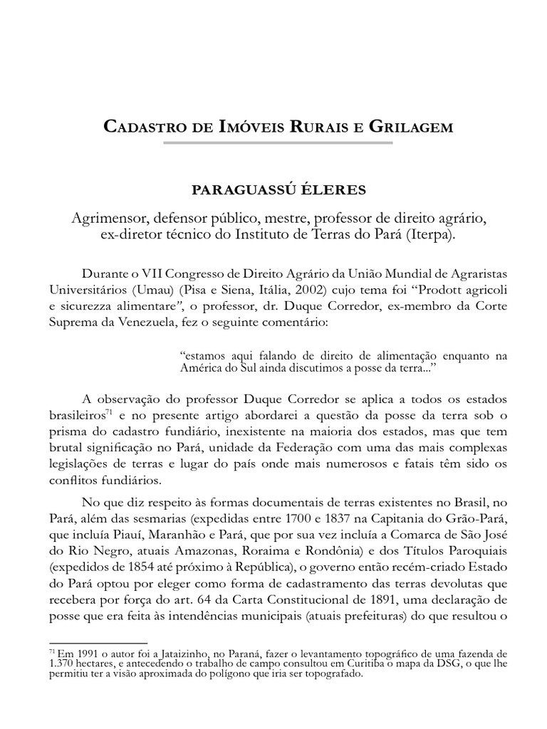 Cadastro de Imóveis Rurais e Grilagem - Paraguassú Éleres | PDF | Satélite | Sistema de ...