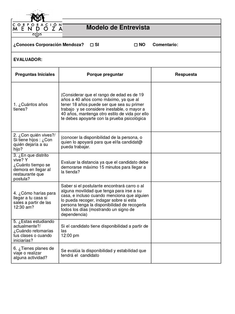Modelo de Entrevista | PDF