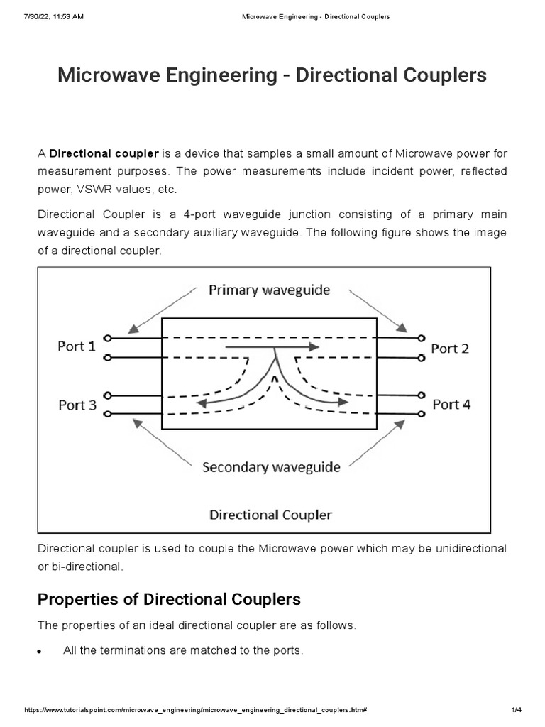 Microwave Engineering - Directional Couplers | PDF | Radio Technology | Electrical Engineering