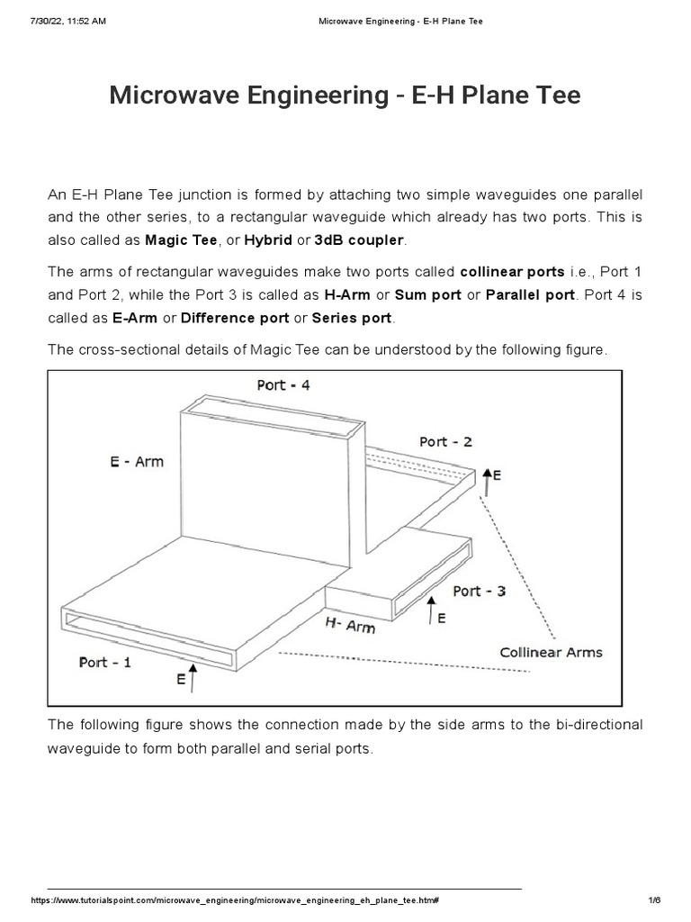 Microwave Engineering - E-H Plane Tee | PDF | Antenna (Radio) | Computer Engineering
