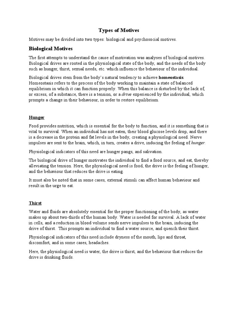 Types of Motives | PDF | Motivational | Motivation