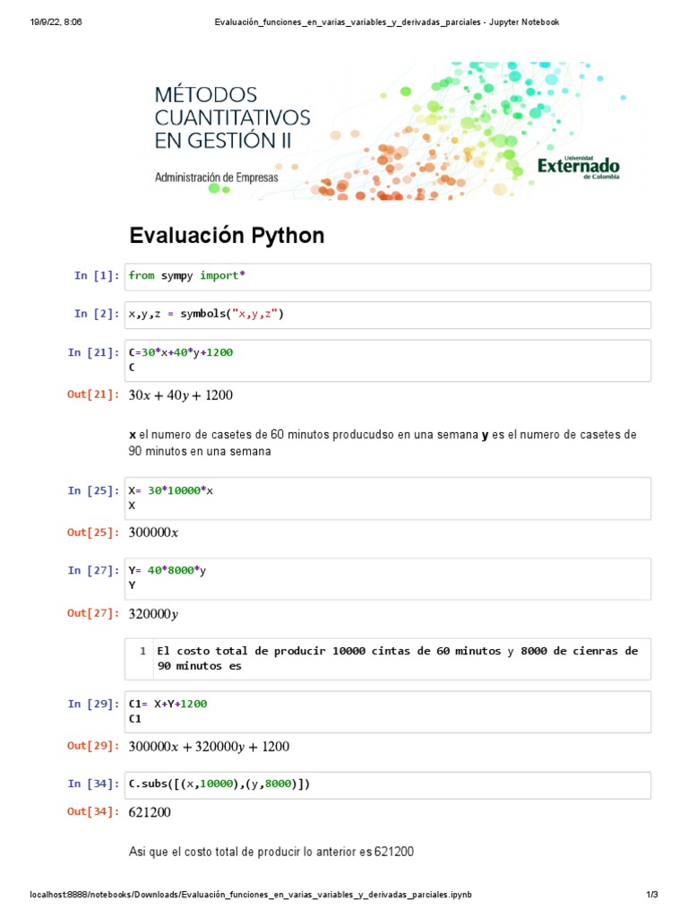 Evaluación de funciones y costos en Python | PDF | Economias