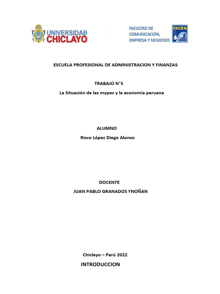 Situación actual de las MYPES peruanas | PDF | Pequeñas y medianas ...