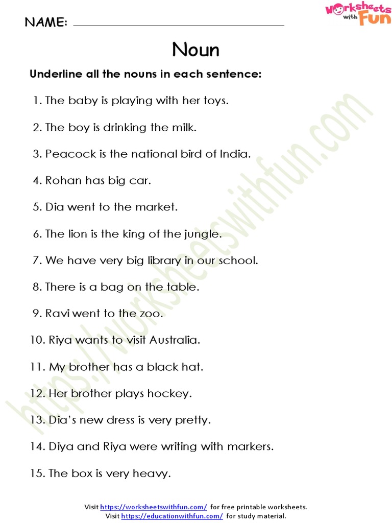 Naming Words (Nouns) Worksheet 8 | PDF | Language Arts & Discipline ...