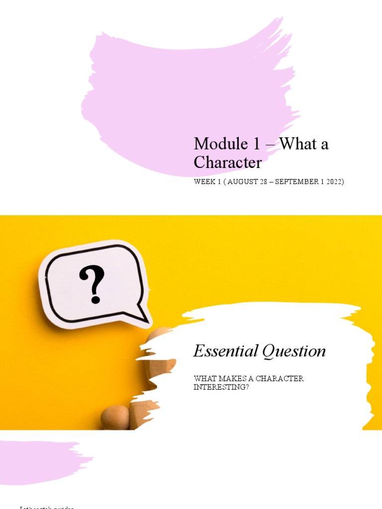 W1 - English - What a Character - Module 1 Lesson 1 | PDF | Phonics ...