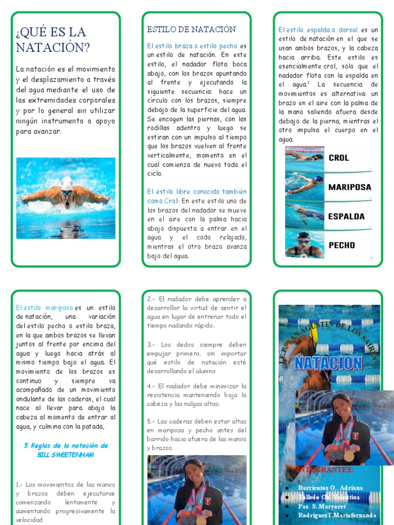 Triptico Natacion | PDF | Nadando | Hidrografía