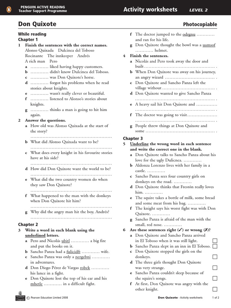 Worksheet Don Quixote May 2022 | PDF | Don Quixote