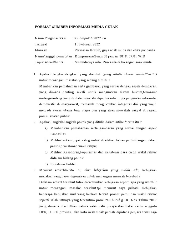 Format Sumber Informasi Media Cetak | PDF