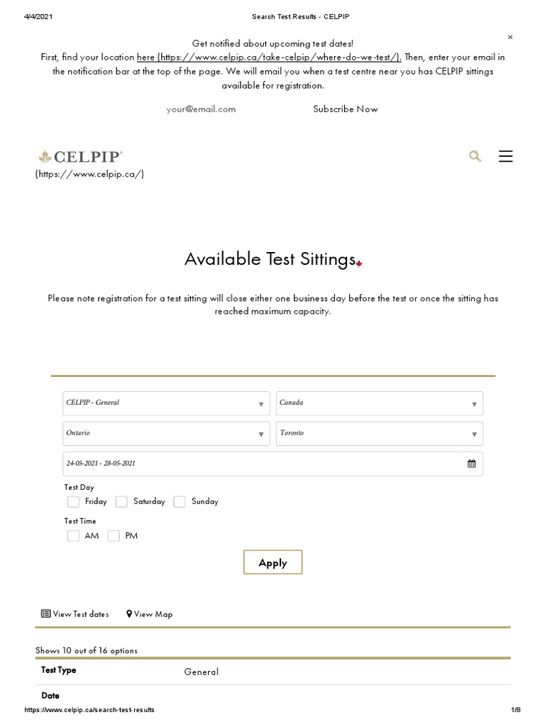 Search Test Results - CELPIP | PDF | World Wide Web | Internet & Web