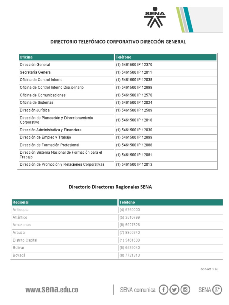 Directorio-Corporativo SENA | PDF | Colombia