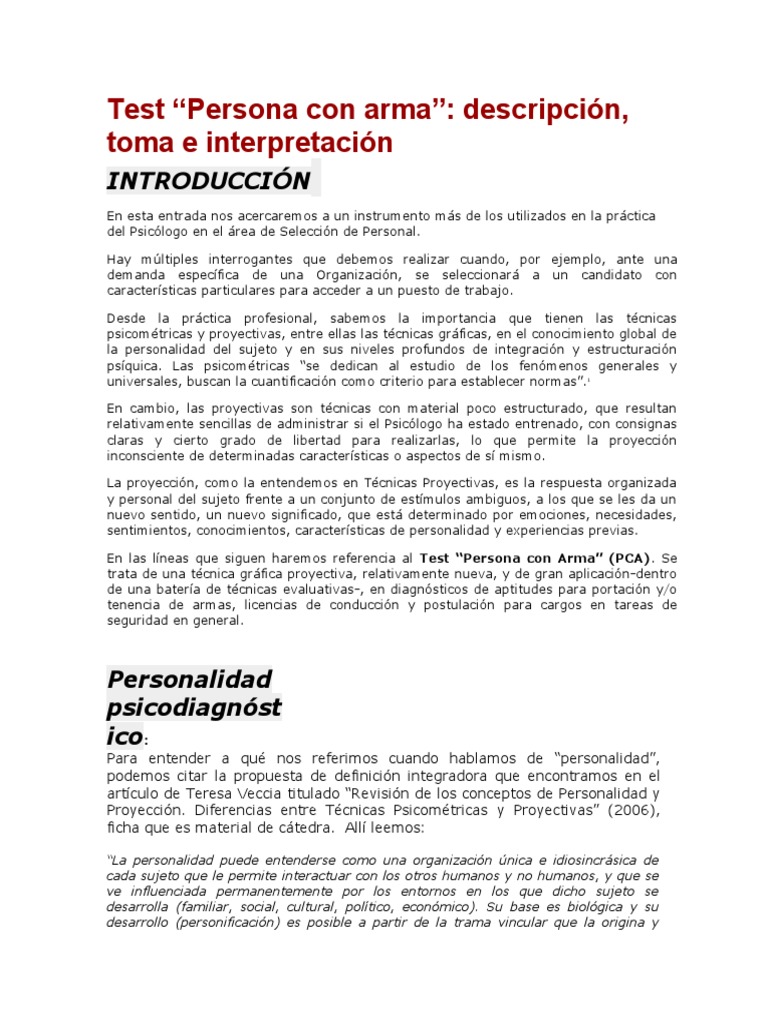 Test PERSONA CON ARMA | PDF | Sicología | Psicología industrial y ...