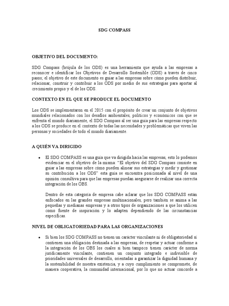 SDG Compass Revisión | PDF | Sustentabilidad | Business