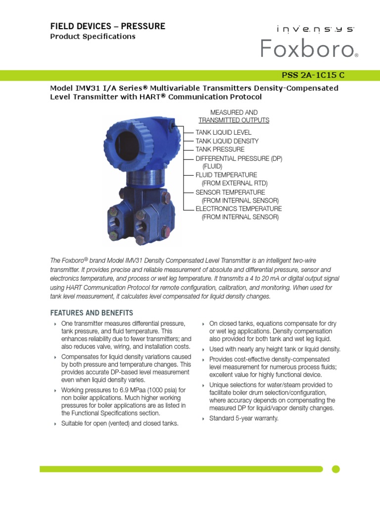 Pss 2a-1c15c IMV31 | PDF | Pressure Measurement | Pressure