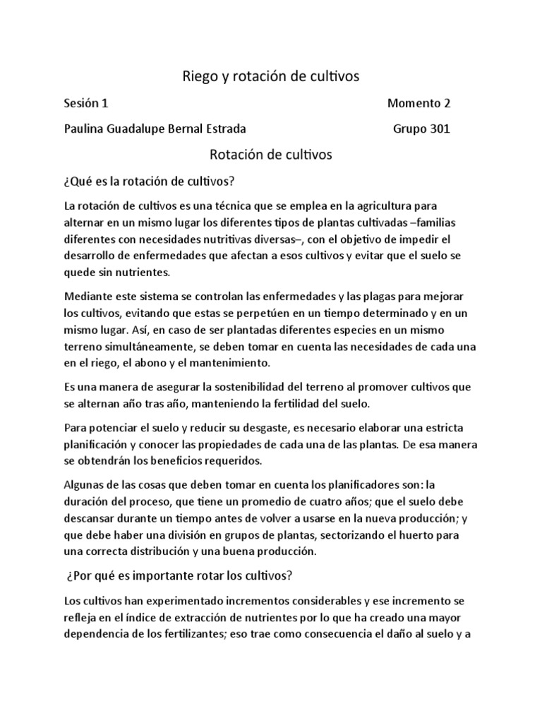 Rotacion de Cultivos | PDF | Agricultura | Suelo