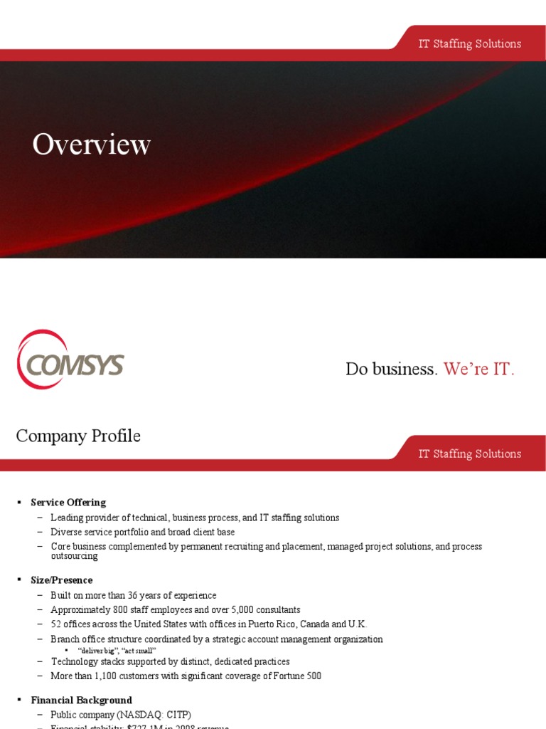 Comsys Staffing Solutions Overview | PDF | Consultant | Employee Retention