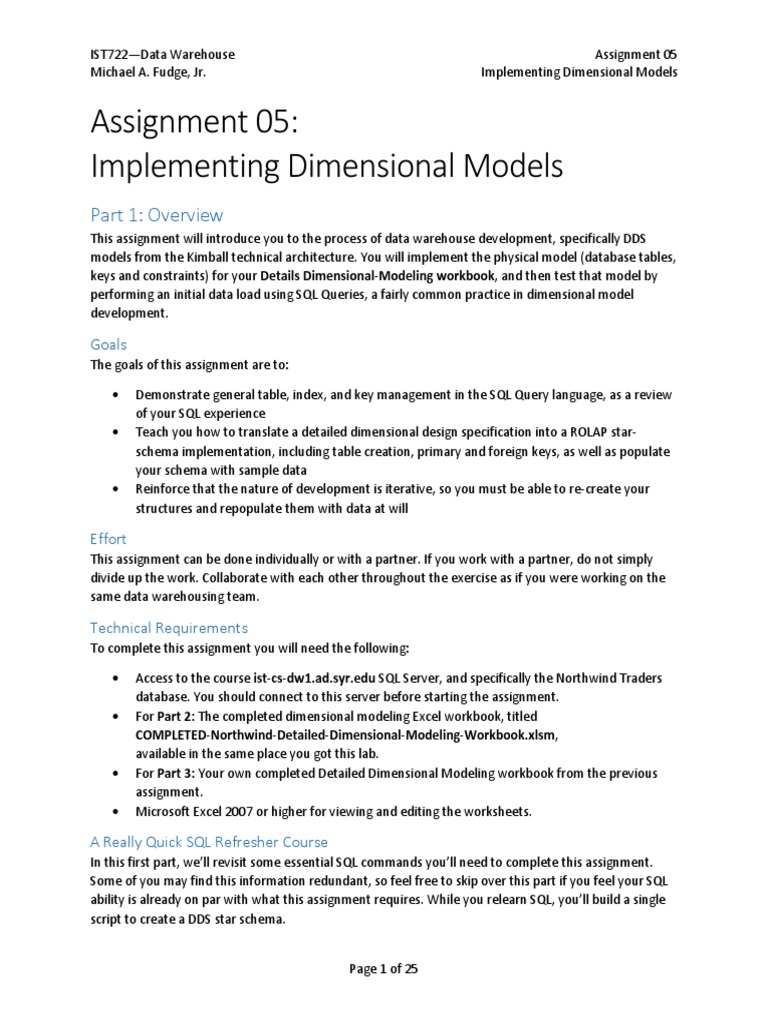 Week 05 Implementing Dimensional Models | PDF | Data Warehouse | Databases