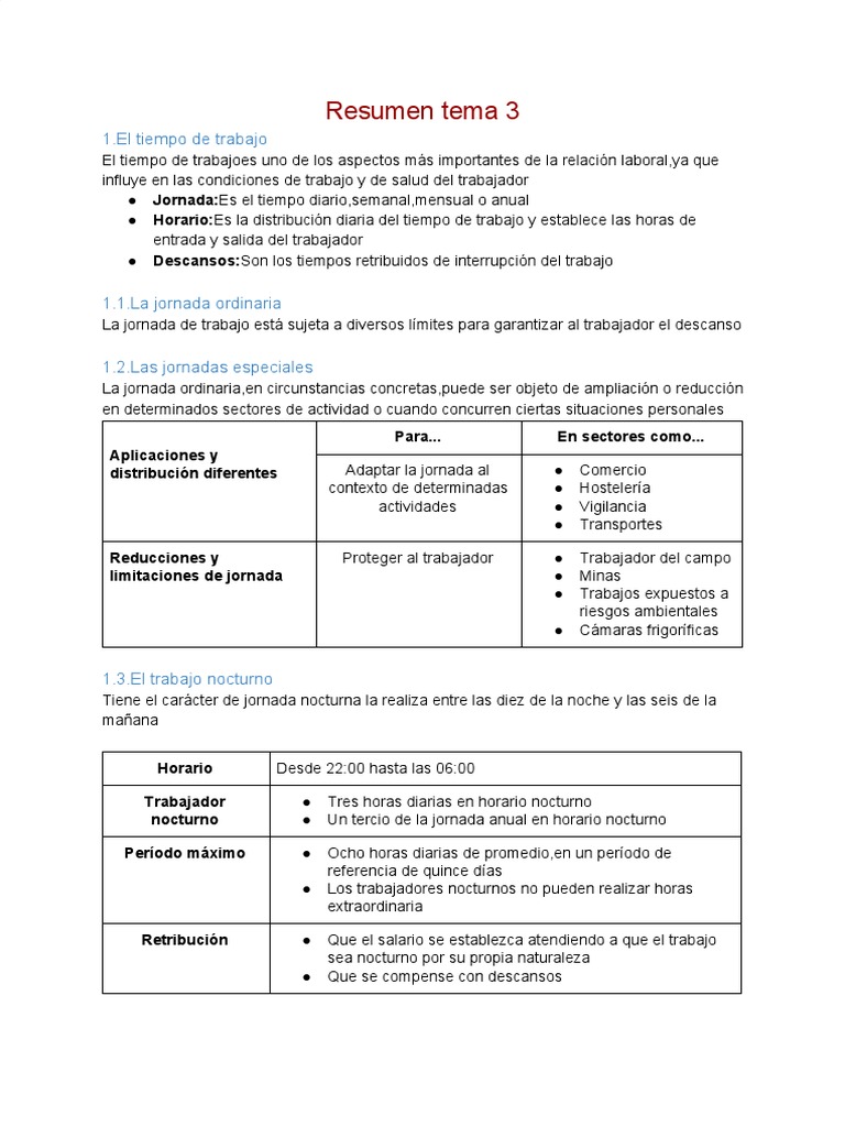 Resumen de Fol Tema 3 | PDF | Tiempo de trabajo | Labor