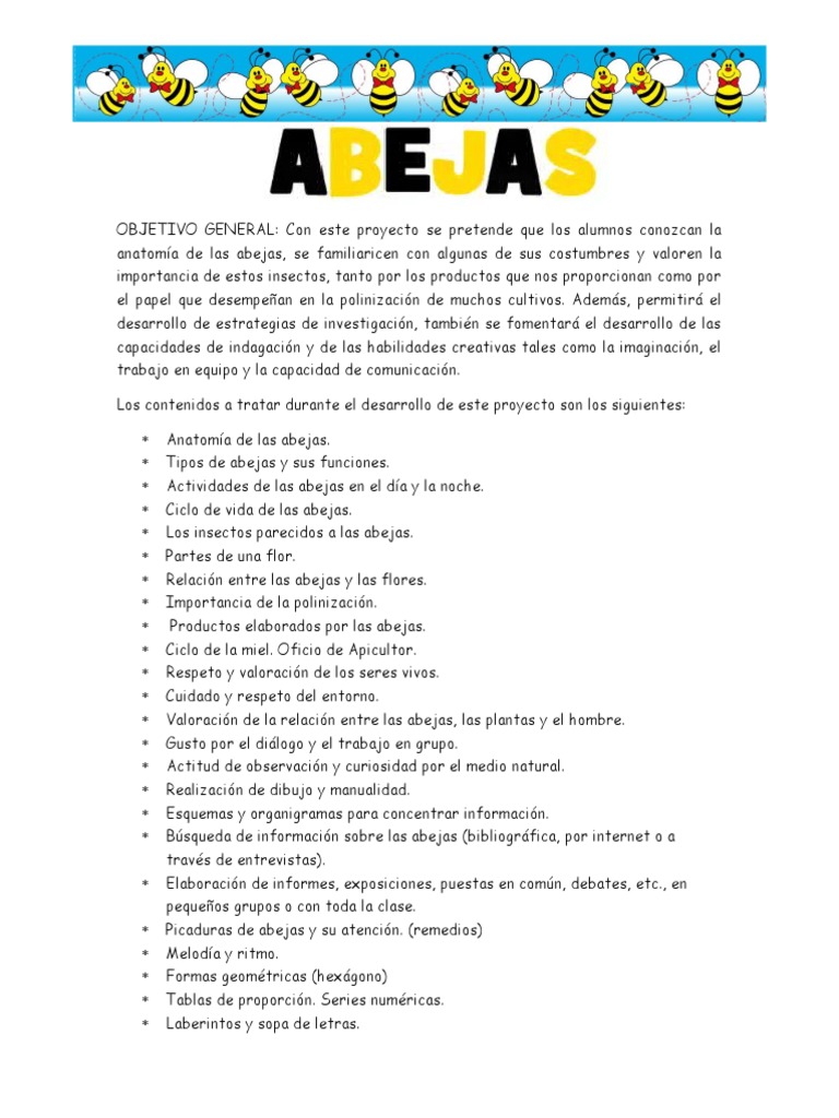 Proyecto Grupal LAS ABEJAS | PDF | Miel | Abejas