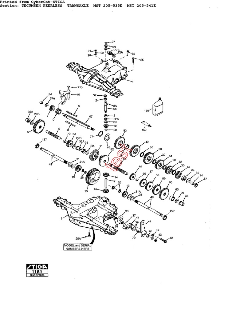 Transaxle - TECUMSEH PEERLESS TRANSAXLE MST 205-535E | PDF | Axle | Gear