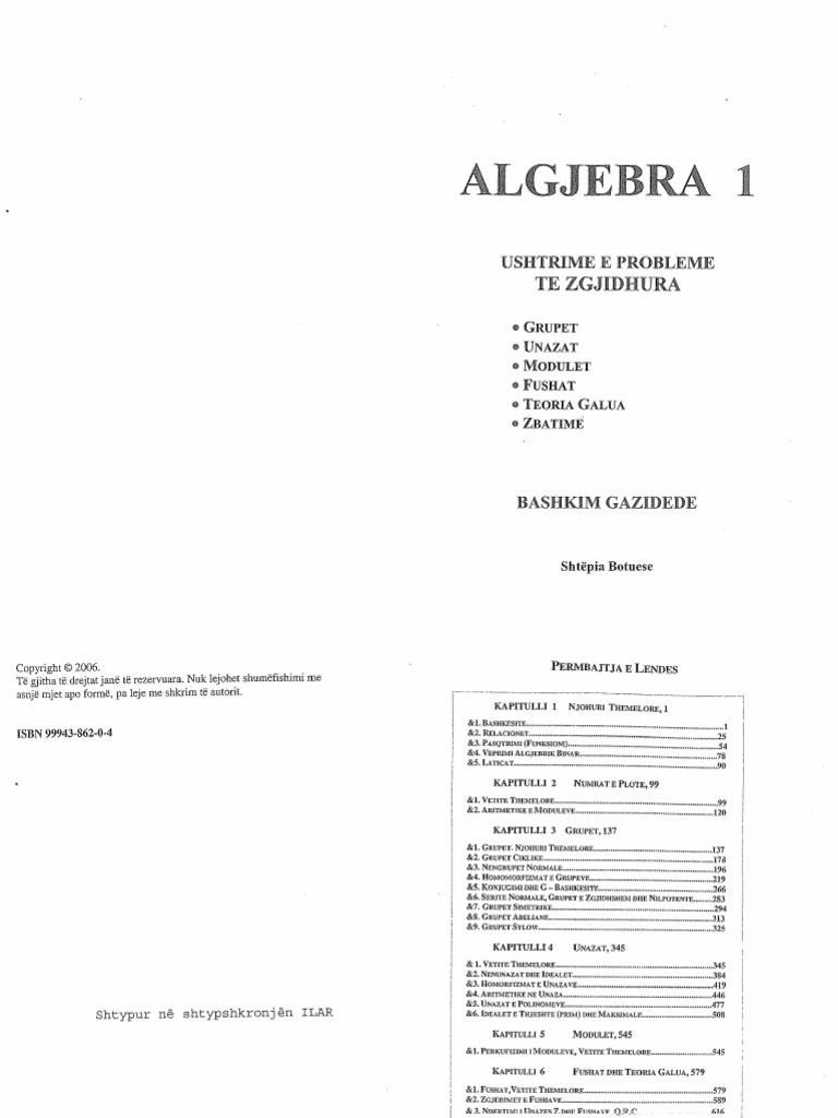 Algjebra 1 Ushtrime e Problema Te Zgjidhura (Bashkim Gazidede) | PDF