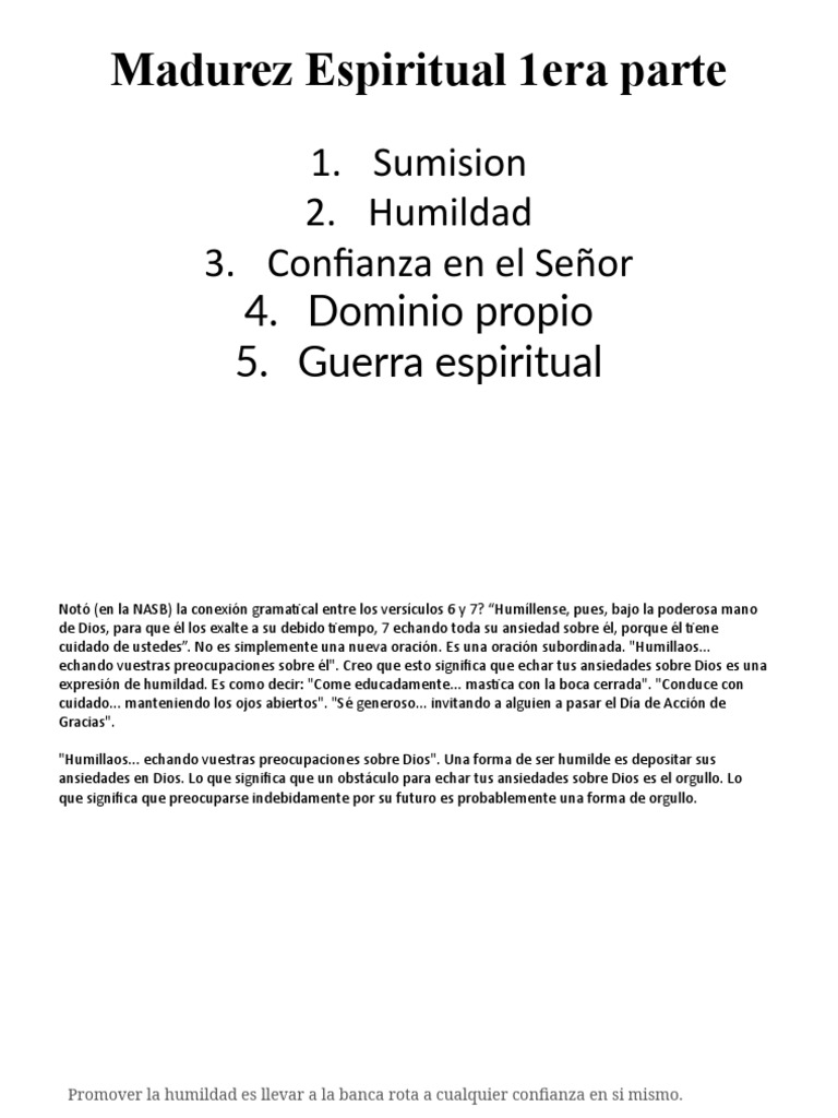 Humildad y Orgullo en la Madurez Espiritual | PDF | Satán | Demonios