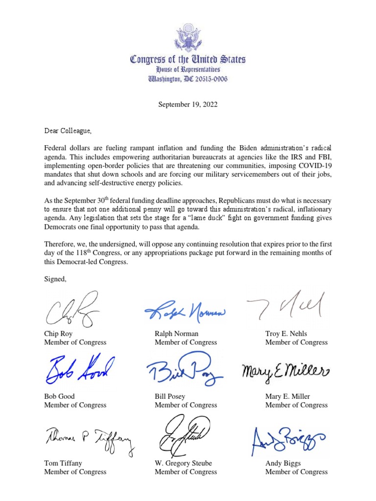 GOP CR Dear Colleague - House | PDF | United States House Of ...