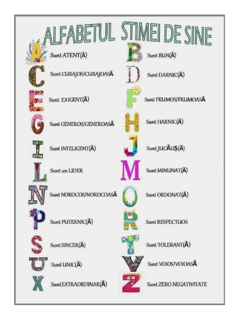 Alfabetul stimei de sine | PDF