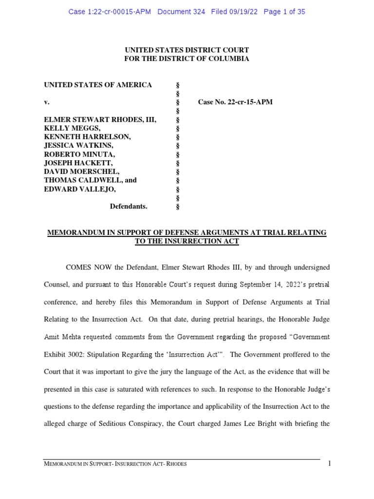 Insurrection Act Defense Memorandum | PDF | The United States ...