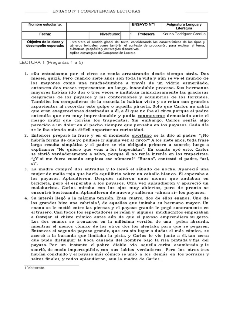 Ensayo comprensión lectora III y IV | PDF | Mente | Aprendizaje