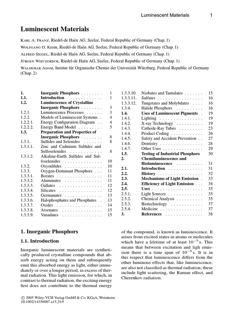 Overview of Luminescent Materials | PDF | Electron | Zinc