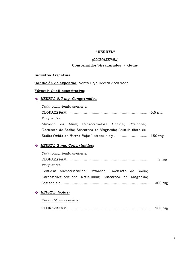 Neuryl 05 2 Comprimidos Sol Oral Gotas | PDF | Benzodiazepinas ...