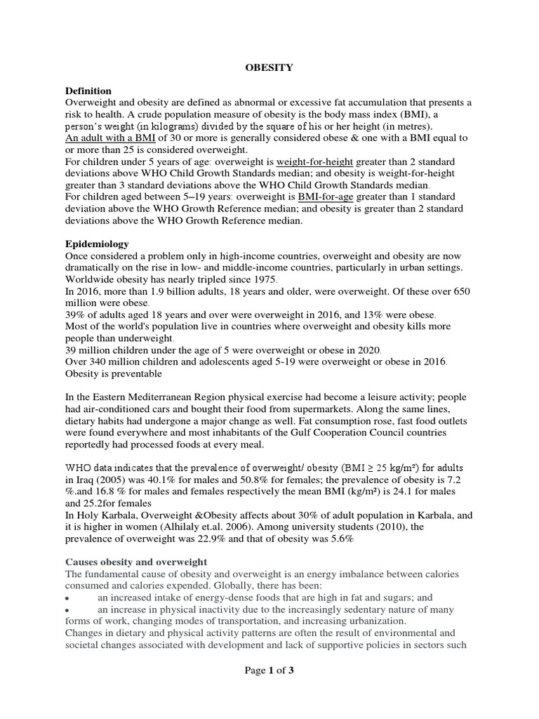Overweight and Obesity | Download Free PDF | Obesity | Body Mass Index